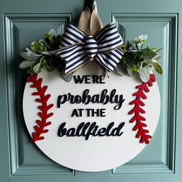 Baseball Door Hanger | Front Door Decor for Baseball Family | We're ...