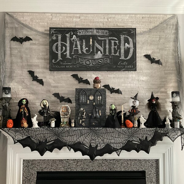 Haunted House Halloween Sign - Personalized, Spooky, Gothic Home Decor ...