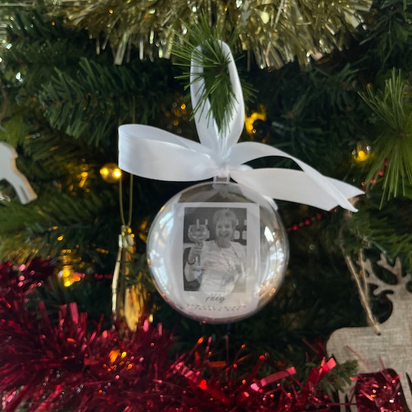 Photo Memorial Memory Bauble | Loved One | Personalised - Etsy UK