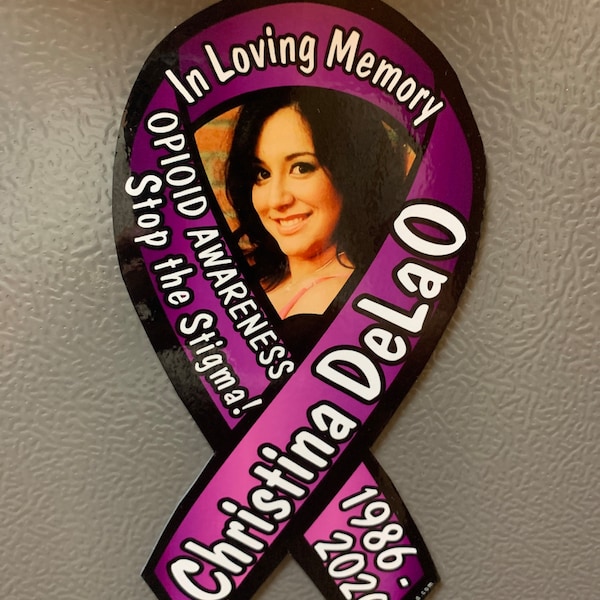 Personalized Opioid and Overdose Awareness Ribbon Magnet - Add Photo or ...