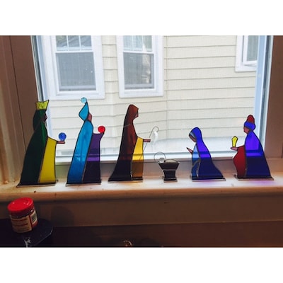 Stained Glass Nativity Set 14 Pieces - Etsy