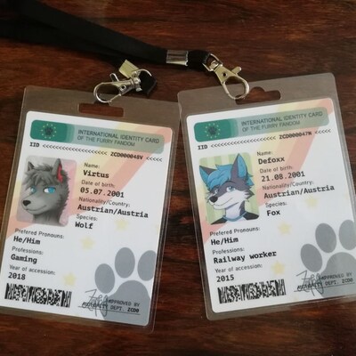 Personalized Furry Fandom ID Card Laminated, With Optional NFC Tag and ...
