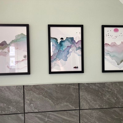 Calming Watercolor Painting Print Set of 3 Minimalist Wall Prints Zen ...