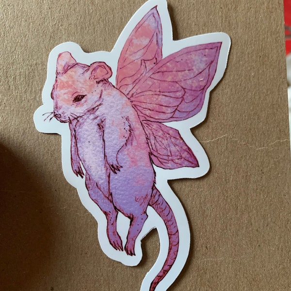 Fairy Field Mouse Vinyl Sticker, Cute Animal Laptop Decal, Fae Magic ...