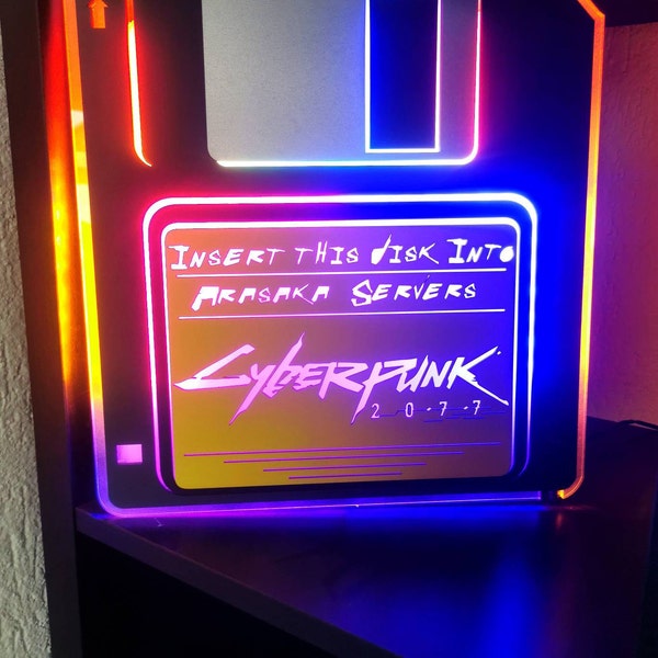 Cyberpunk 90s Floppy Disk Game Room Decor | Retro Diskette Wall Night ...