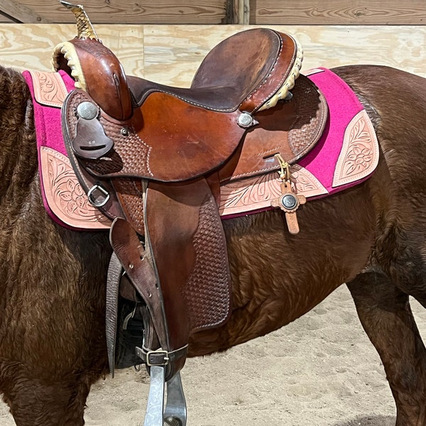 Custom Made Western Saddle Tapaderos Stirrups Leather Handmade Sewn ...