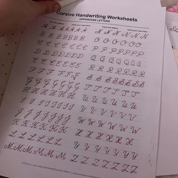 Printable Cursive Worksheets–9 Pages (letters and Words) | for Middle ...