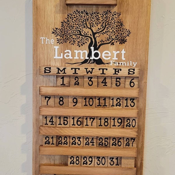 Wooden Perpetual Calendar, Wooden Calendar, Tree Calendar, Wedding Gift ...