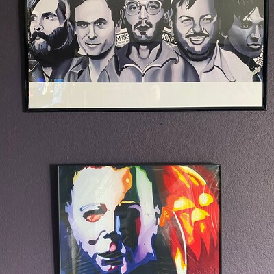 Most Evil Serial Killer Hand Painted Poster PRINT Charles Manson, Ted ...