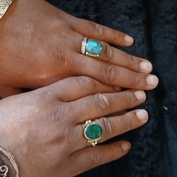 Blue Copper Turquoise Ring: Hammered Sterling Silver Beaded Band - Etsy