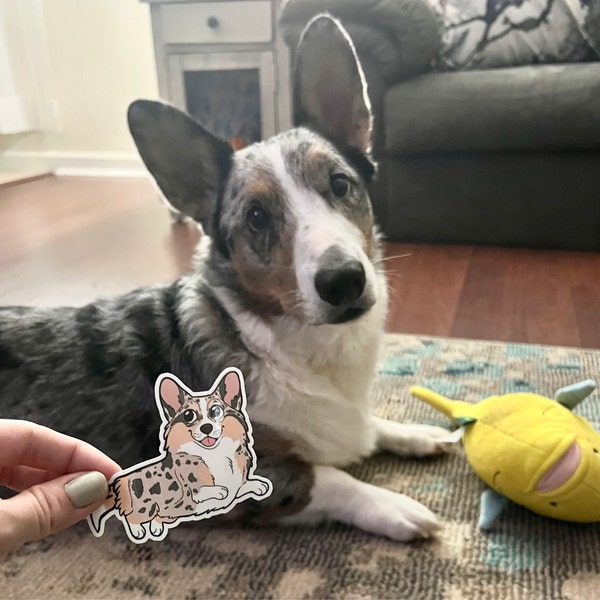 Cardigan Corgi Sticker || Chibi Puppy Dog, Vinyl, Hand Drawn ...