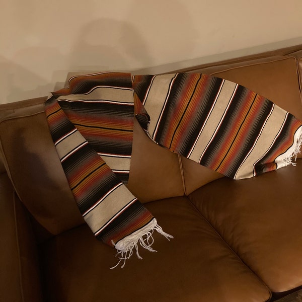 Serape Blanket Desert Chic Brown, Taupe, and Orange Mexican Blanket (82 ...