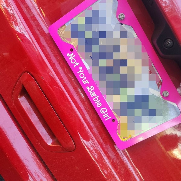 Personalised Name License Plate Frame, Pink Doll Themed Cute Car Decor ...