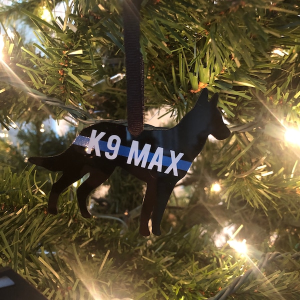 Thin Blue Line K9 Police Officer LEO Personalized Christmas Ornament K9 ...