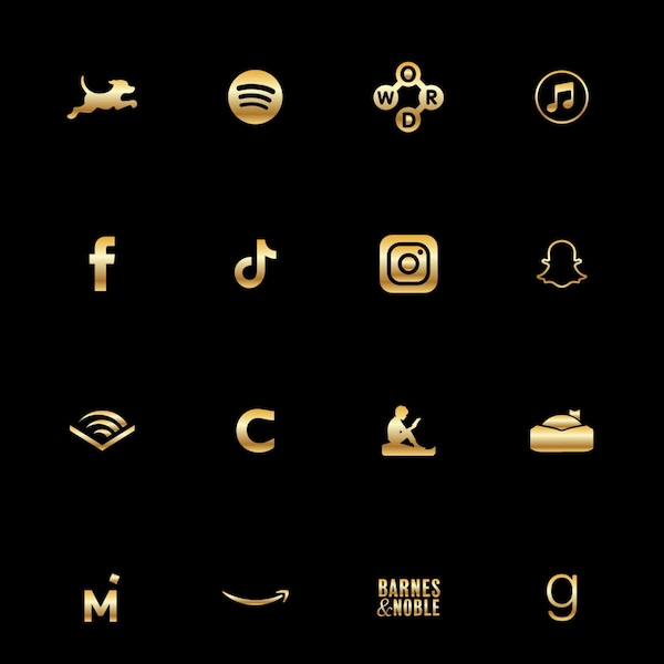 5000+ Gold iPhone Ios 18 App Icons Pack | Gold Icon Aesthetic Black ...