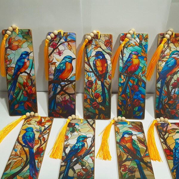 10 Stained Glass Bird Printable Bookmarks | Digital Download JPG ...