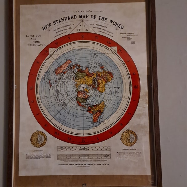 Flat Earth Gleason Map RESTORED EDITION Old Map, Large Map, Antique ...