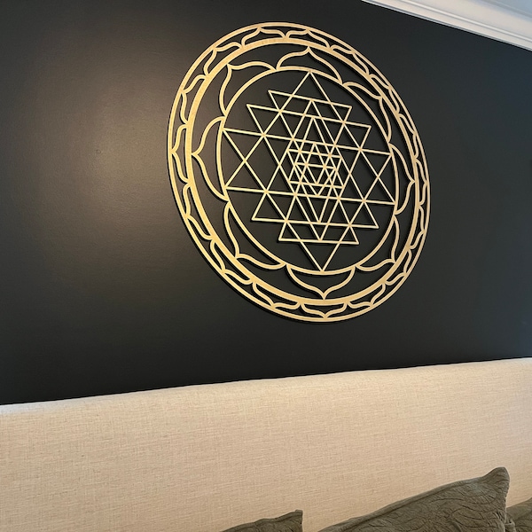 Sri Yantra Wall Art, Gold Wall Art Large, Sacred Geometry Art, Yoga ...