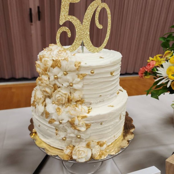 Glitter 50, 50 Cake Topper, 50 Centerpiece, Fifty, 50th Birthday, 50 ...