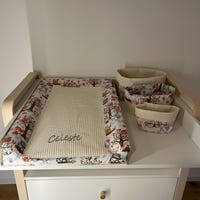 Beige Changing Mat in Fabric, Changing Pad With Accessory Baskets, Baby ...