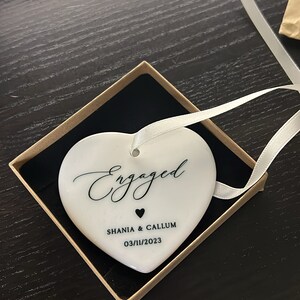 Engagement Gift Engaged Ceramic Hanging Keepsake Personalised ...