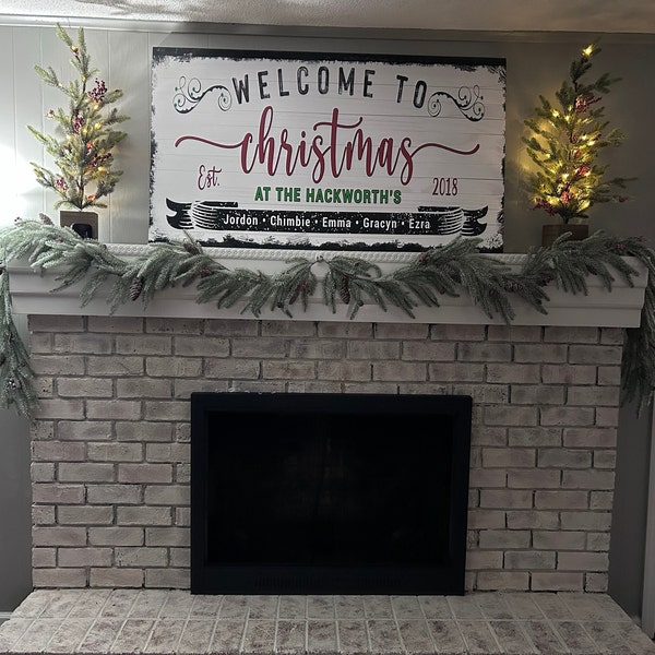 Christmas Sign, Personalized Christmas Name Sign Wall Décor, Custom ...
