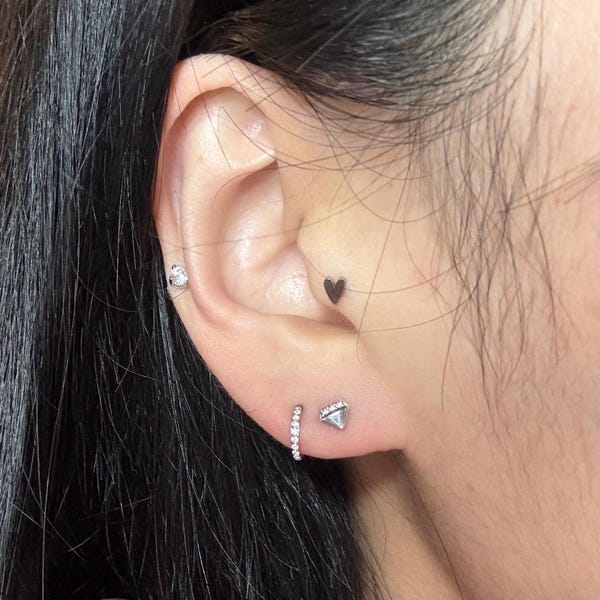 16G Dangle Cartilage Earring Stud/hidden Helix Piercing/conch Piercing/curved Bar Piercing ...