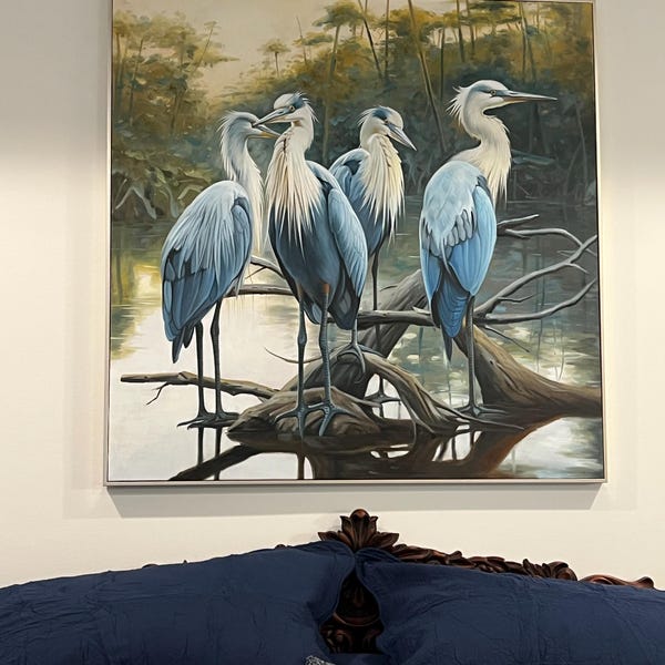 Great Blue Heron Art Original Great Blue Heron Oil on Canvas,heron ...