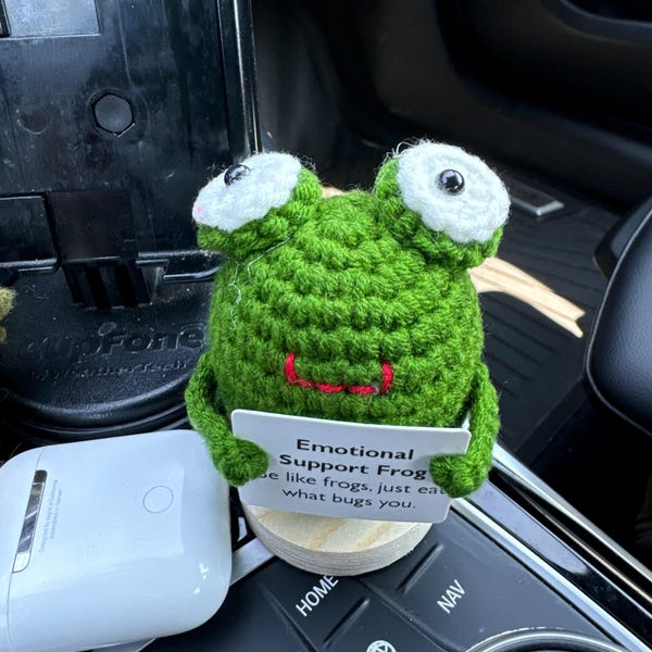 Handmade Crochet Emotional Support Frog and Sunflower Plant-emotional ...