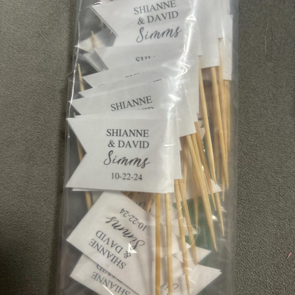 Wedding Cupcake Flags Toothpick Flags Personalized Cupcake Flags Custom ...