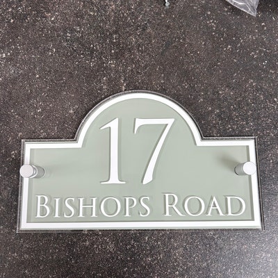 Modern Round House Number Sign or Address Plaque in Black & - Etsy