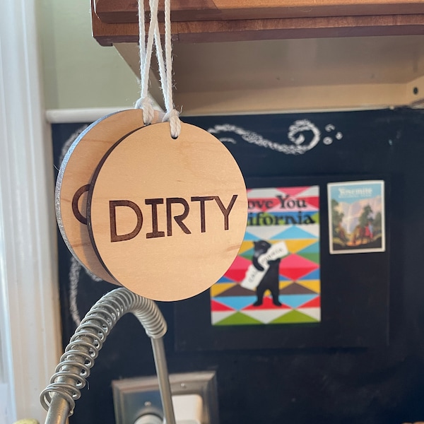 Custom Wooden Laundry Basket Labels // Dirty Clean Laundry Labels ...
