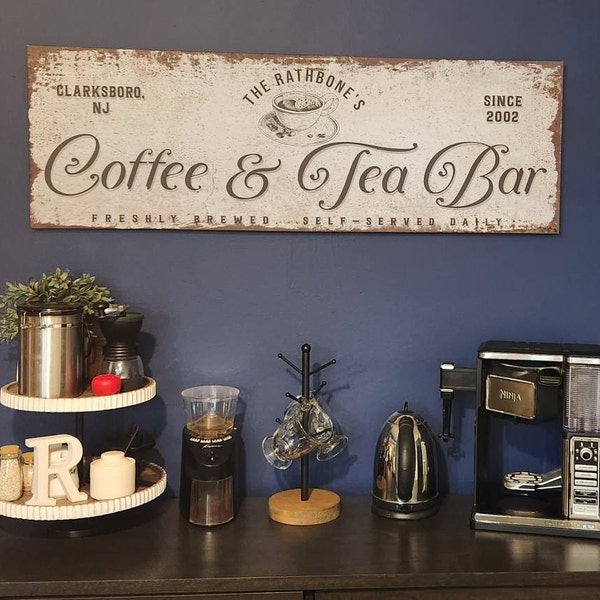 Coffee Bar Sign Freshly Brewed Coffee Beans Artwork Large Wall Art ...