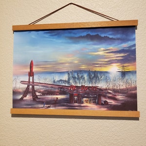 Red Rocket, Art Print, Sunset, Post-apocalyptic, Game Painting, Wall ...