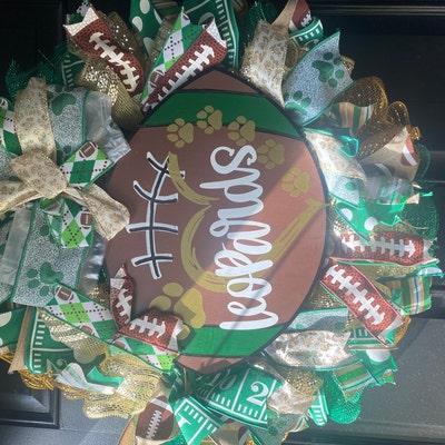 Personalized Football Door Wreath Choose Your Team Colors Customize ...