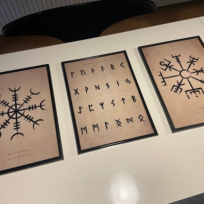 RUNES Poster ÆGISHJÁLMUR VEGVÍSIR Set of 3 Digital Printable Posters ...