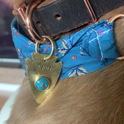 Brass Arrowhead and Copper Turquoise Custom Made Boho Style Dog Tag the ...