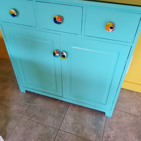 The Happy Knob, Bright Colorful Glass Cabinet Knobs, Primary Colors ...