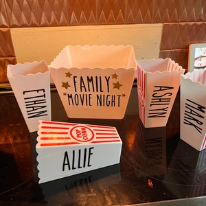 Personalized Popcorn Bucket Movie Night Gift Custom Popcorn Bowl Family ...