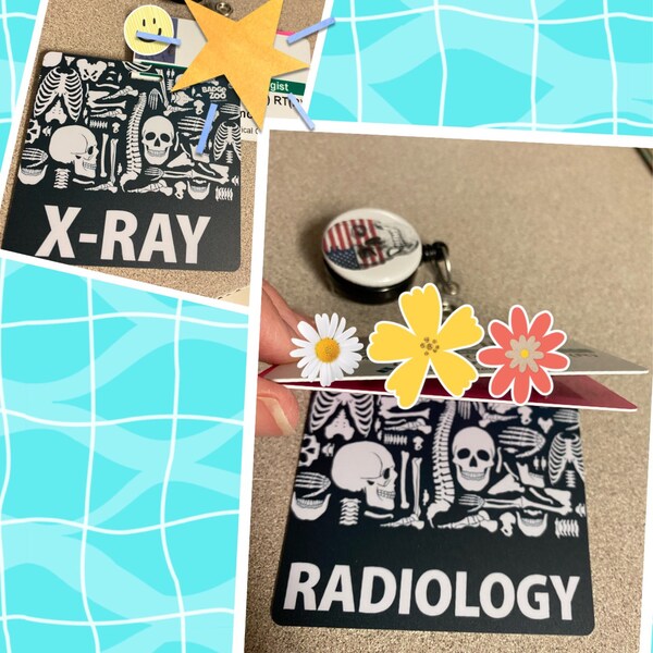 X-ray / Radiology Badge Buddy Black Skeleton Themed Radiology ...