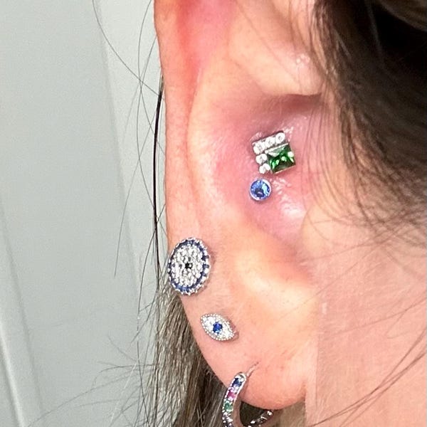 Semi Precious Stone Dermal Anchor Top - 14 Gauge & 16 Gauge - Etsy