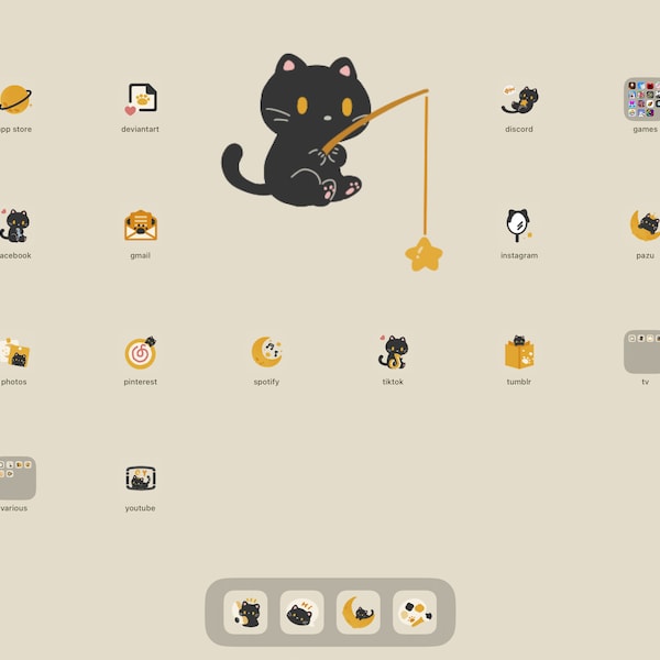 Pick A Moon Cat | Ios Icons Pack, iPhone Theme, App Cover, Icons Skin ...