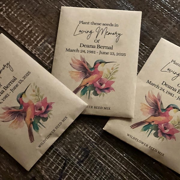 In Loving Memory Wildflower Seed Packet, Memorial Favor, Funeral Packet ...