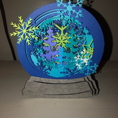 Snow Globe First Snow Box Card Template - Etsy