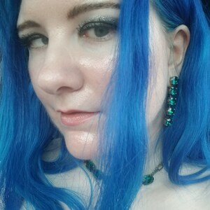 DIVA DANGLE Swarovski 8mm Three-stone Dangle/drop Earrings in - Etsy