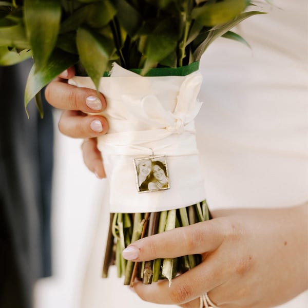 Custom WEDDING CHARM Photo Memory Soldered Glass Personalized Charms ...