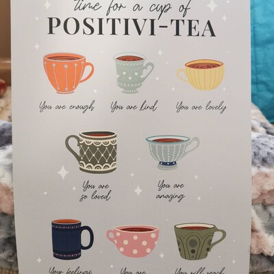 Positivi-tea, Self Affirmation Print, Positivitea, A6 A5 A4 A3 A2, Cup ...