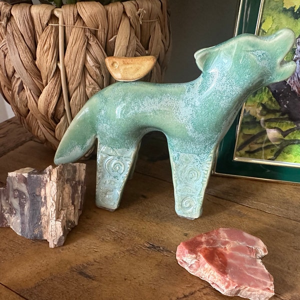 Wolf, Wolf Sculpture, Pottery Wolf, Ceramic Wolf, Wolf Figurine, Wolf ...