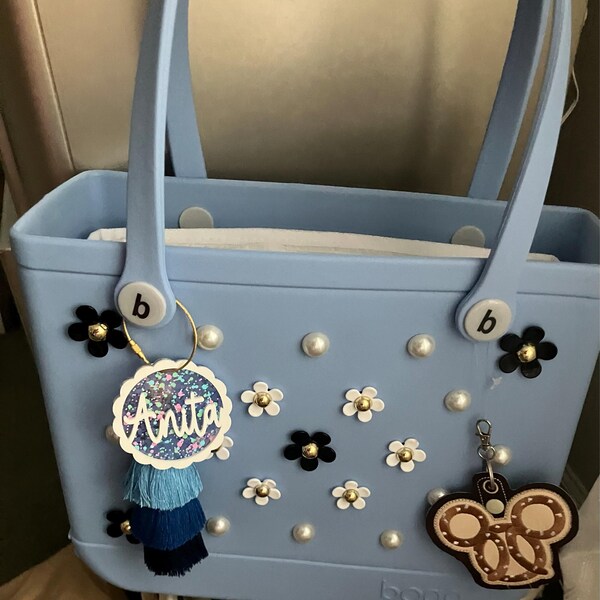 Personalized Pool Bag Accessories, Name Charm for Beach Bag, Glitter ...