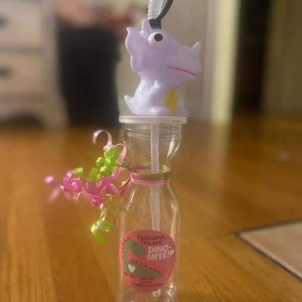 Personalized Valentine Sticker, Dinosaur Valentines Day Treat Bag Label ...